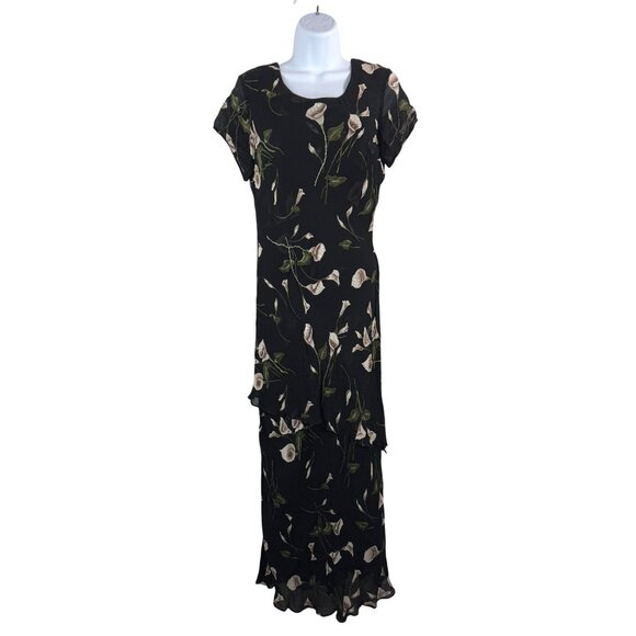 Eva Blue | Dresses | Vtg Eva Blue Maxi Floral Tiered Ruffle Maxi Dress ...